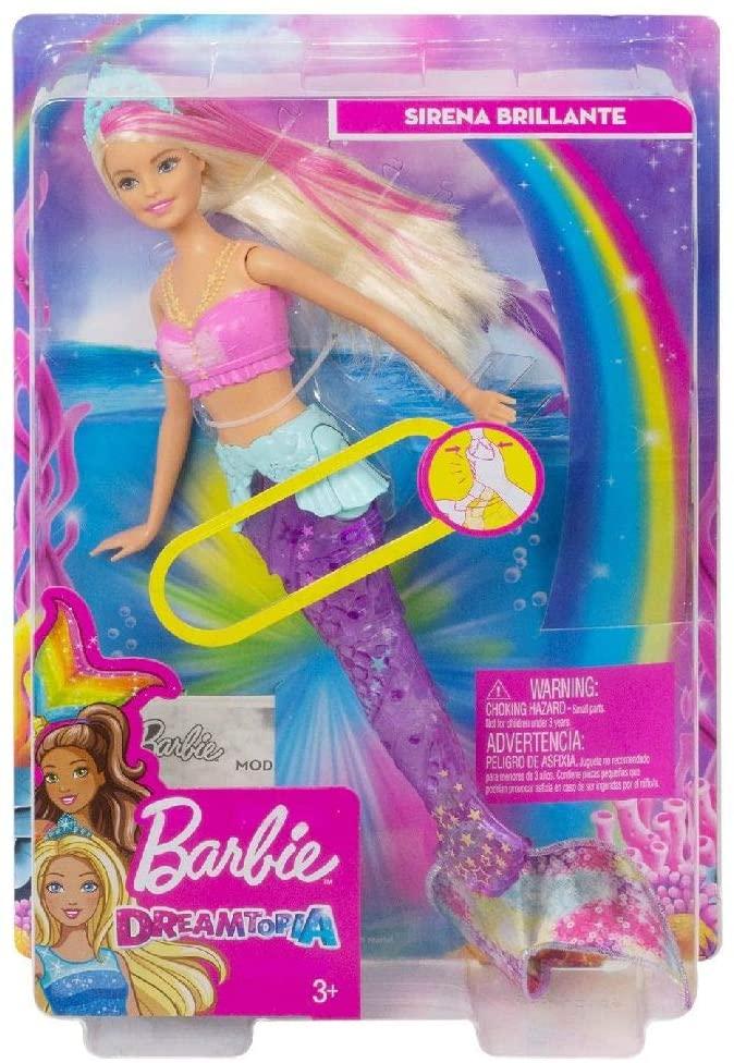 Barbie Dreamtopia Sparkle Lights Mermaid Doll with Swimming Motion and ...