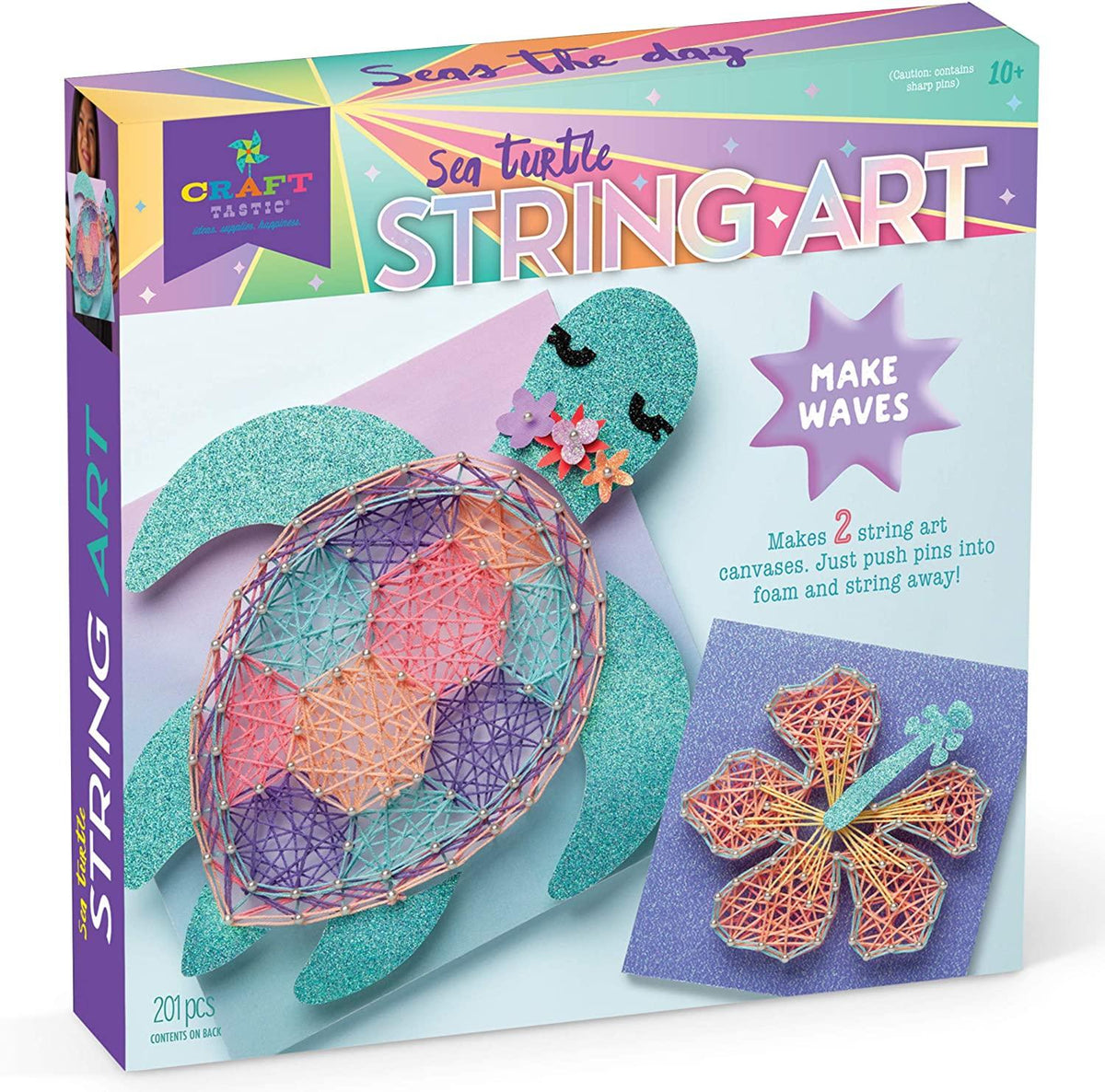 Craft-tastic – String Art Kit – Sea Turtle and Hibiscus Flower Pattern ...