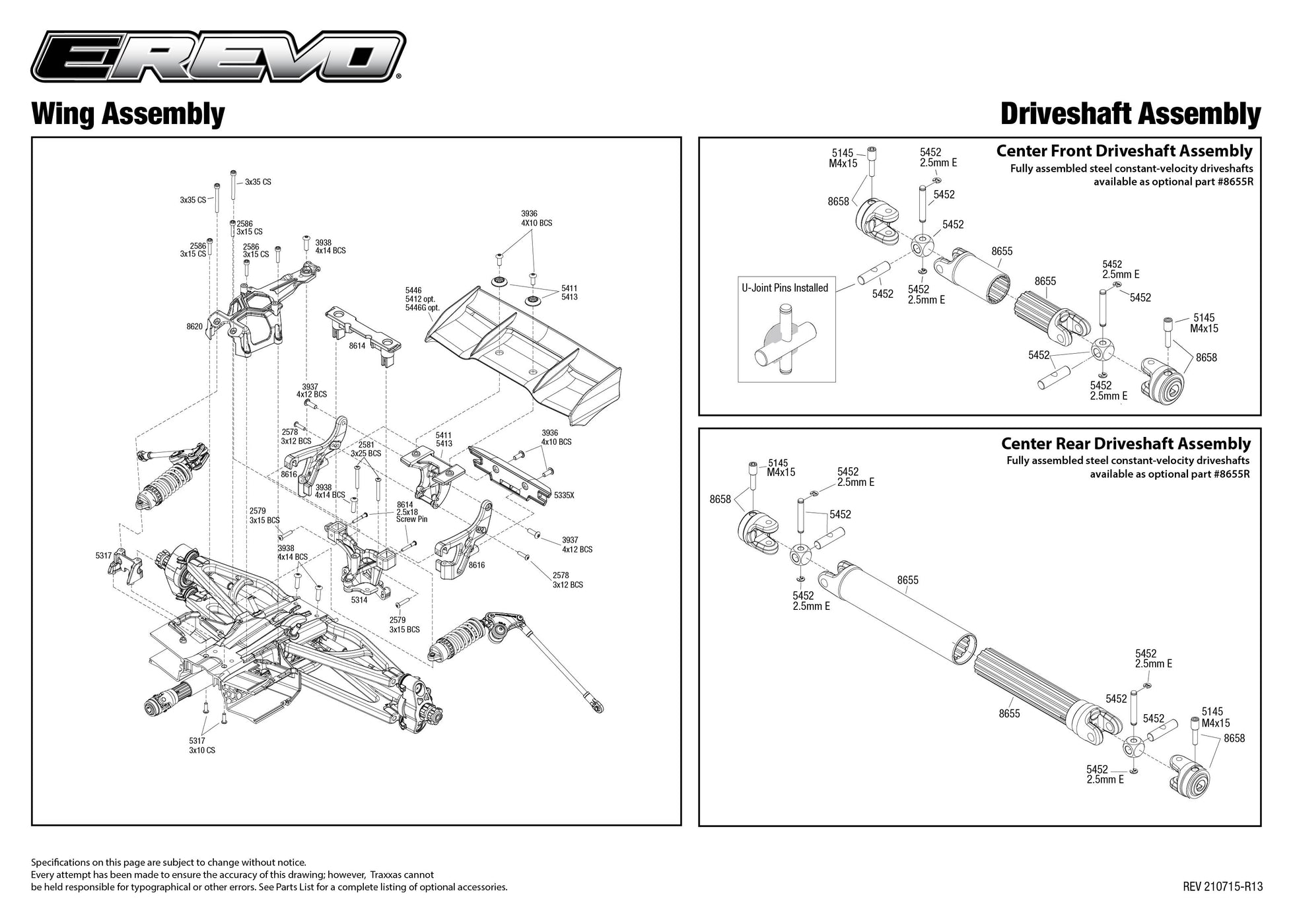 Traxxas E-Revo VXL Brushless Parts Exploded View (86086-4) — Adventure ...