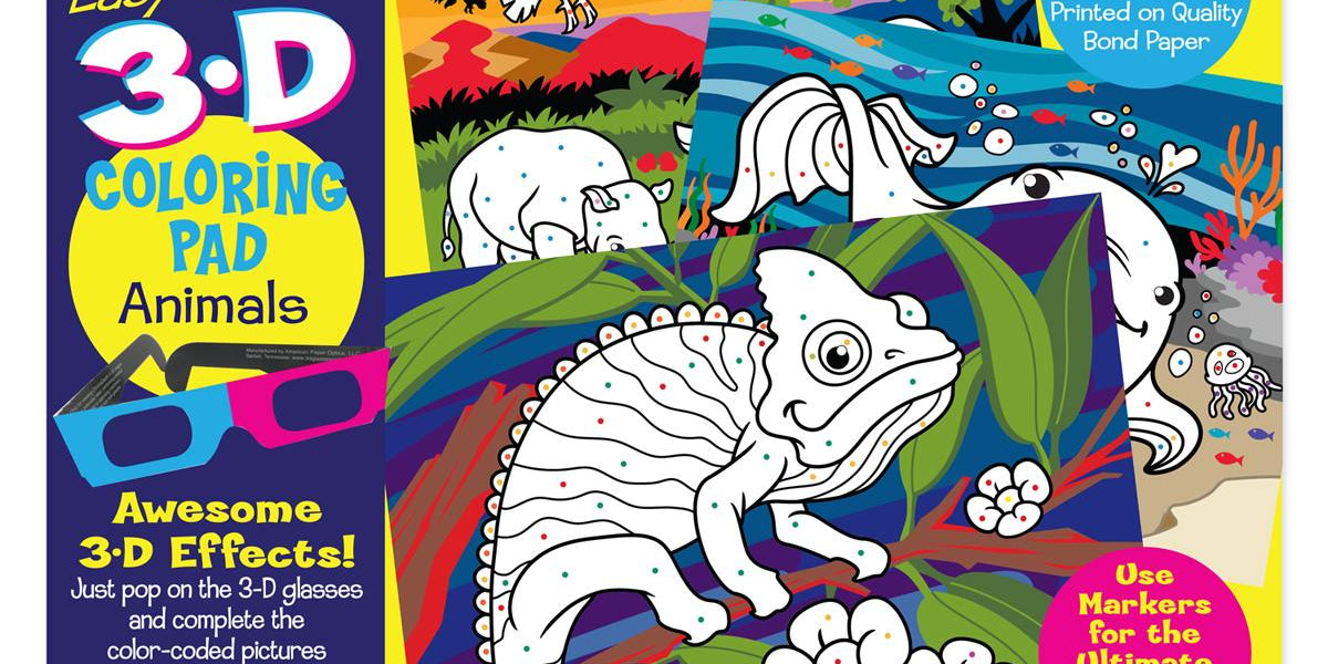 Easy to See 3D Coloring Pad: Animals — Adventure Hobbies & Toys