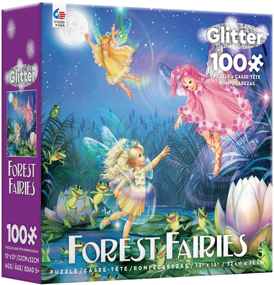 Forest Fairies Glitter - Fairies with Dancing Frogs Jigsaw Puzzle, 100 — Adventure Hobbies & Toys