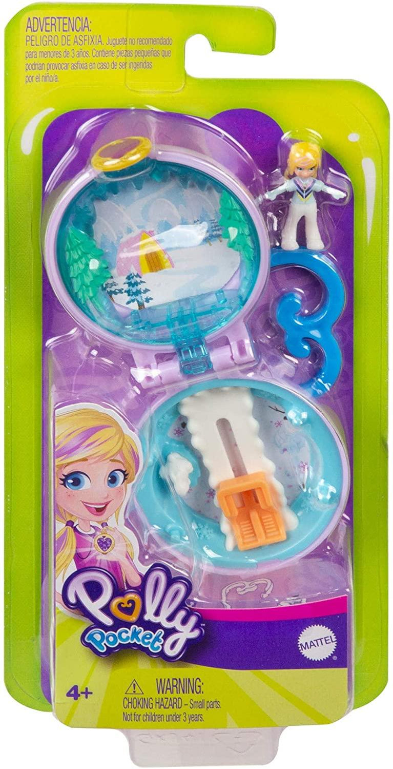 Polly Pocket Polly Snow Cabin Compact with Removable Snowmobile ...