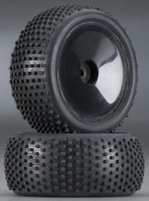 Square Block Tire/Dish Wheel Black 4.18MT (2) — Adventure Hobbies & Toys